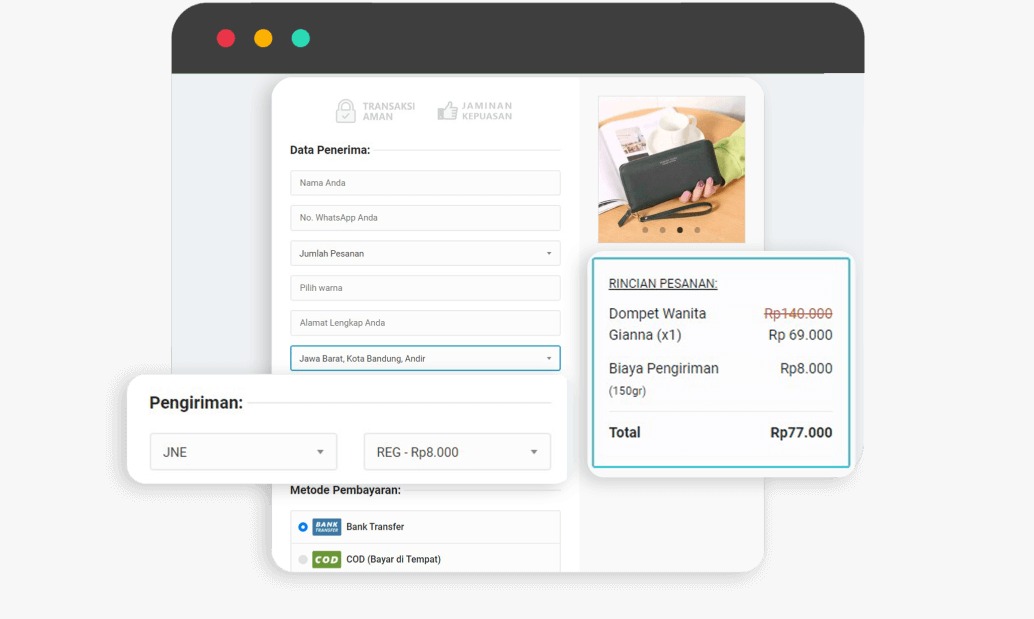 Jasa Pembuatan Form Order seperti OrderOnline terintegrasi Pembayaran