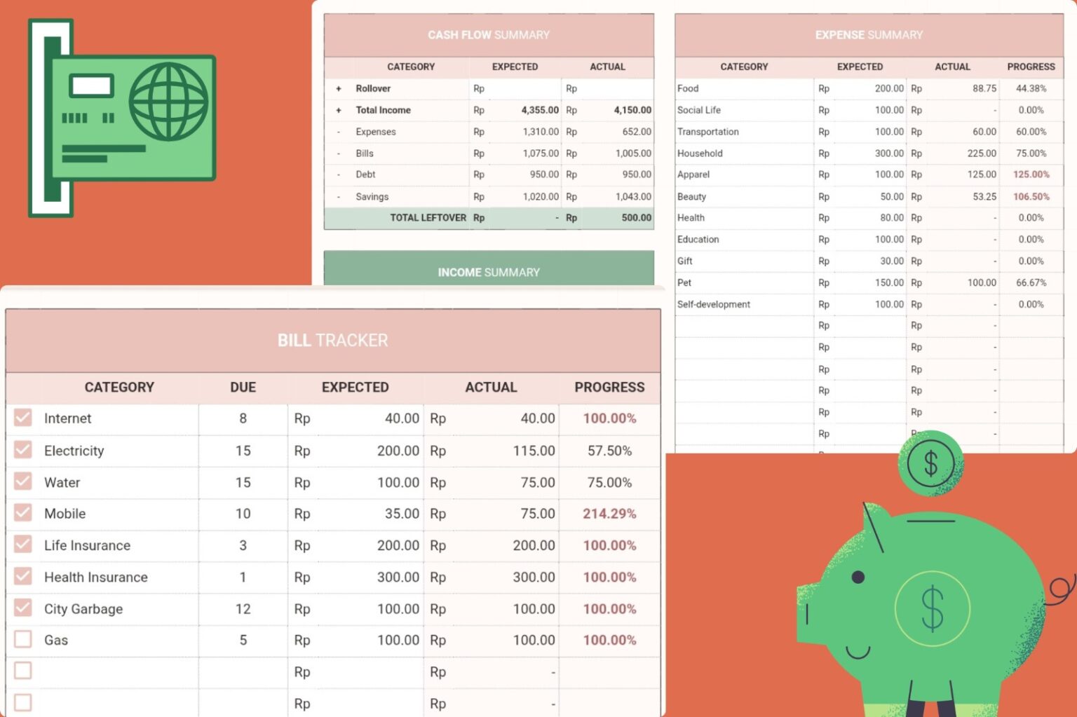 Contoh Template Budgeting Bulanan Excel Catatan Keuangan Pribadi [Siap ...